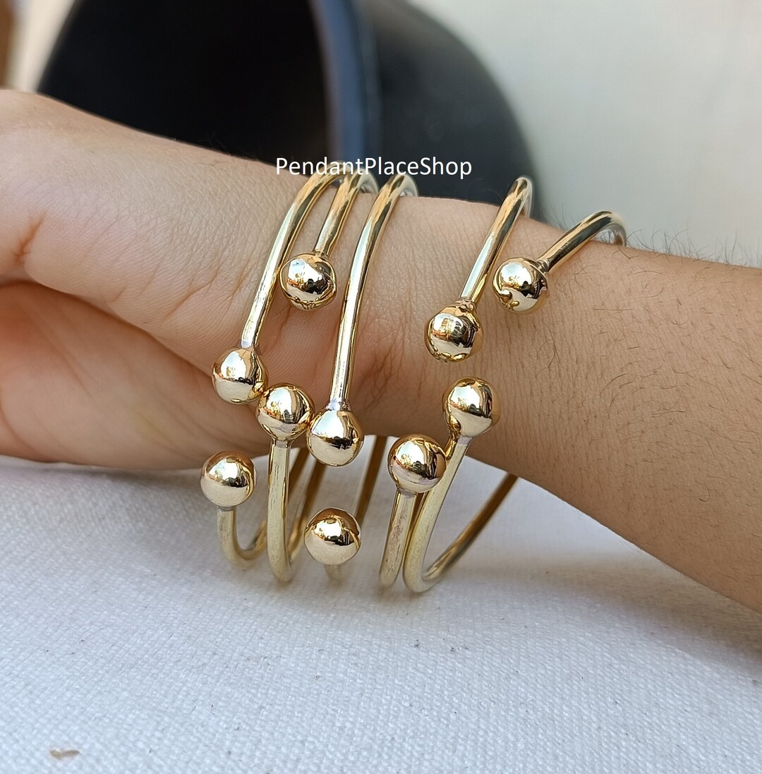 Thick West Indian Bangles, Set of 5 Bangles, 12mm Ball Brass Bangles ...