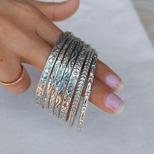 Sterling Silver Stacking Bangles - Semanario 7 Day Bracelet Set - Etsy