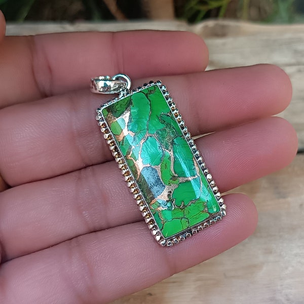 Green Stone Pendant - Etsy