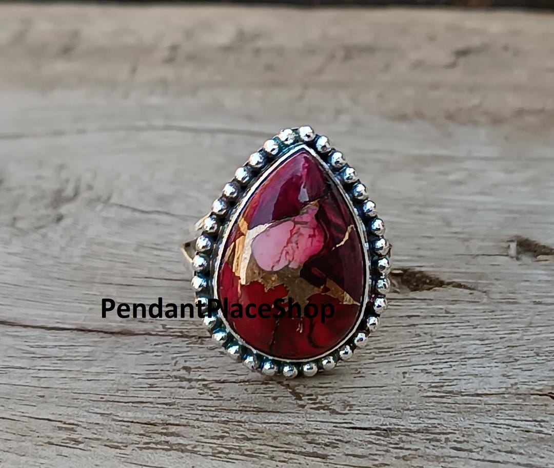 Red Rose Dahlia Mohave Turquoise Ring , 925 Sterling Silver Ring ...