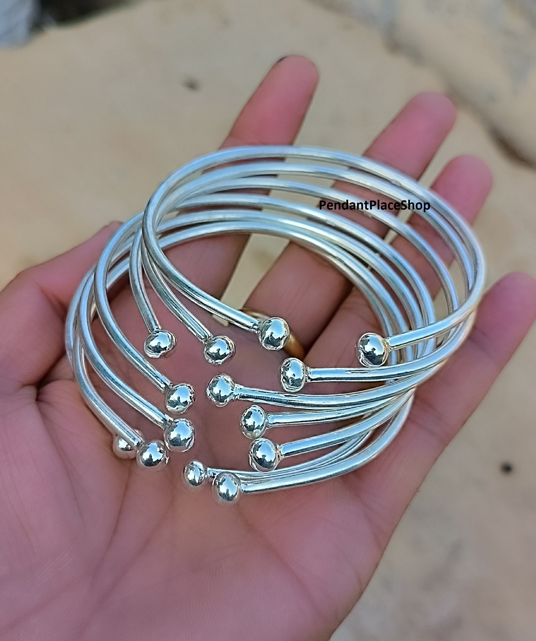 Thick West Indian Bangles, Set of 7 Bangles, Sterling Silver Bangles, Bangles, West Indian ...