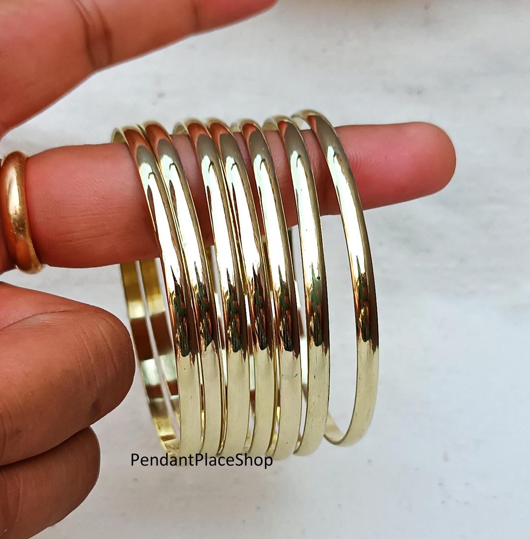 Half Round Bangles , Set of 7 Bangles , Solid Brass Bangles , Handmade ...