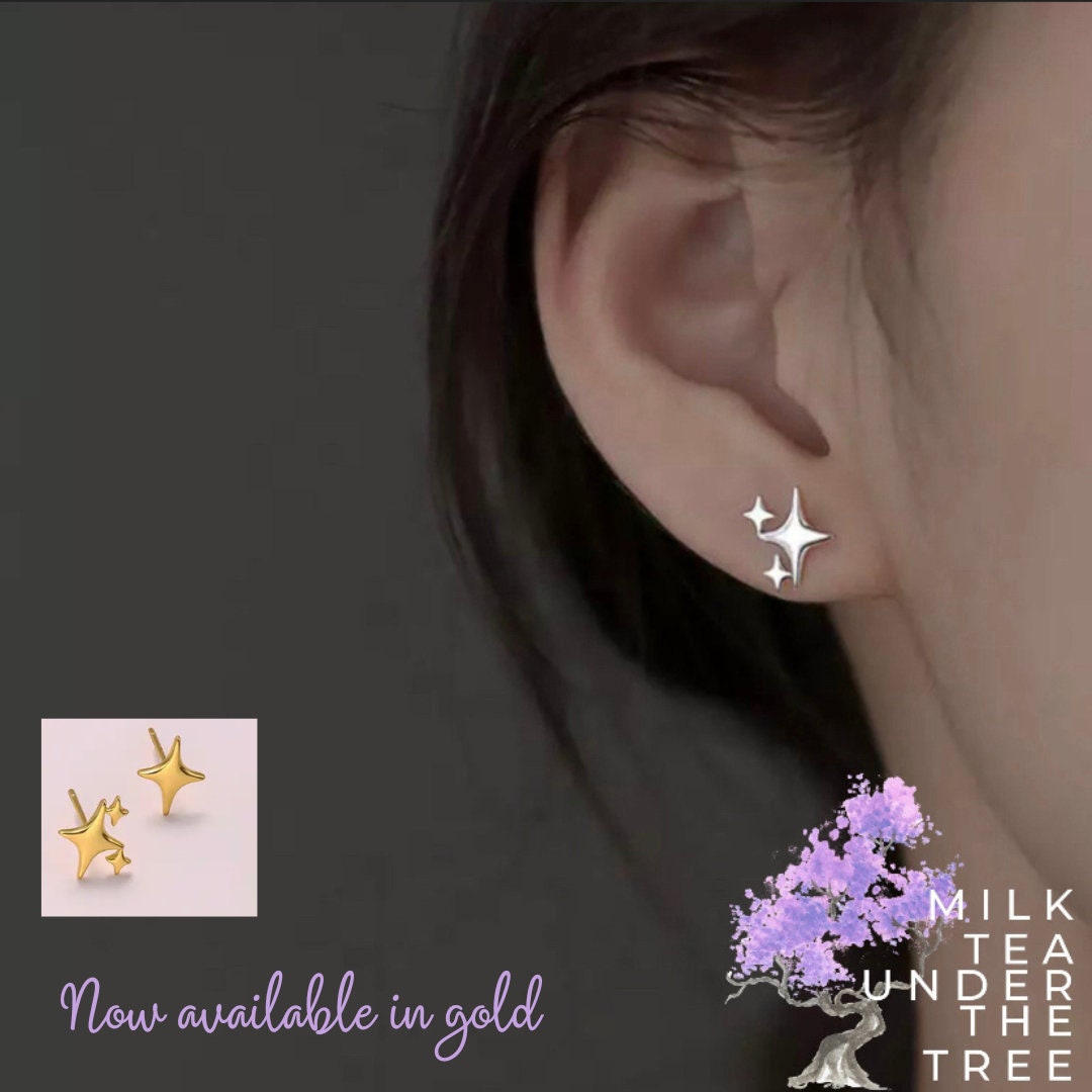 Twinkle Atomic Starburst Star Studs Mid Century Silver or Gold Galaxy ...
