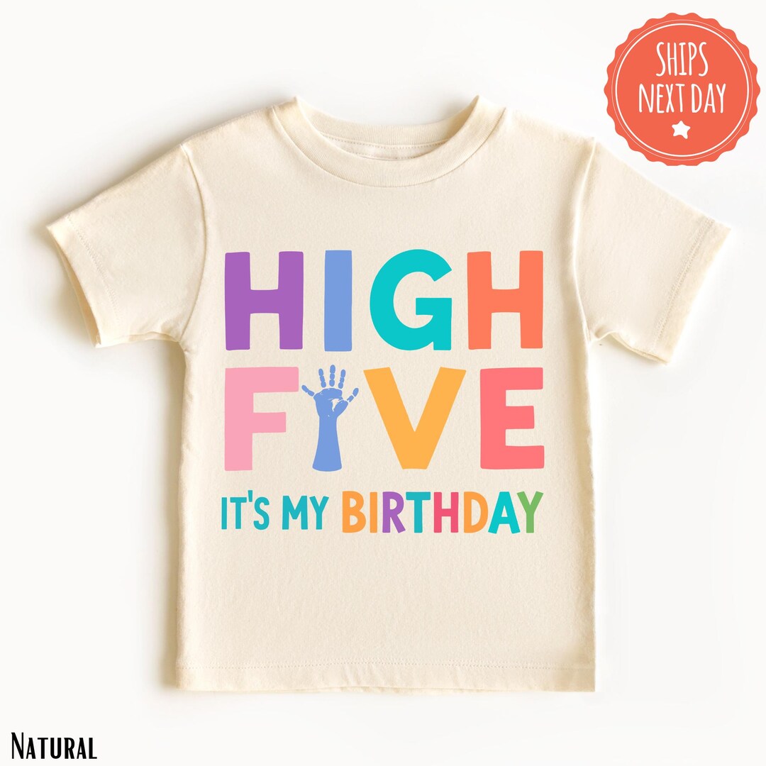 Girls 5th Birthday High Five Shirt Fifth Birthday Tshirt 5th Birthday ...