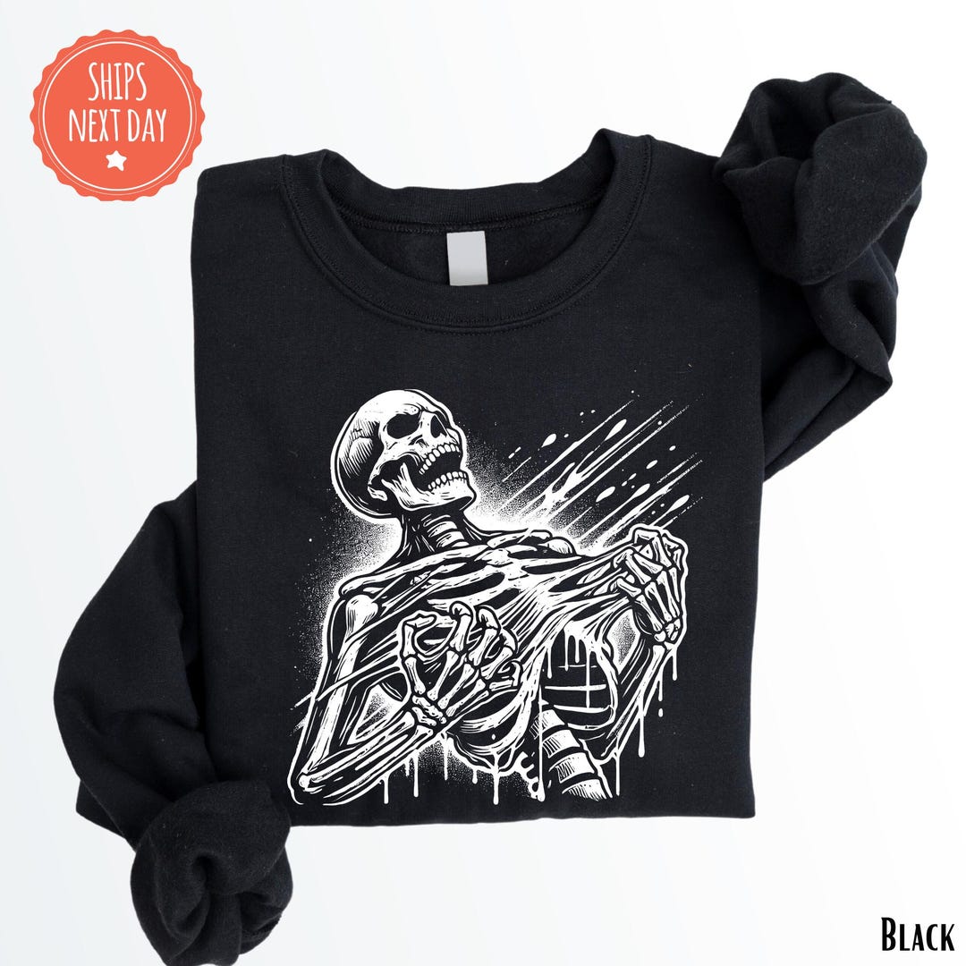 Skeleton Ripping Rib Cage Sweatshirt Skeleton Rib Cage Retro Skeleton ...