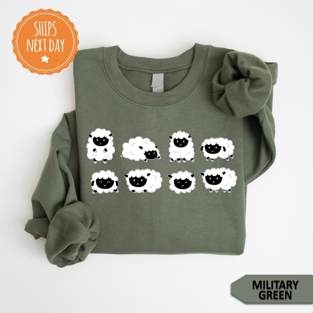 Sheep Sweatshirt - Cute Sheeps - Funny Sheep Crewneck - Farm Animal ...