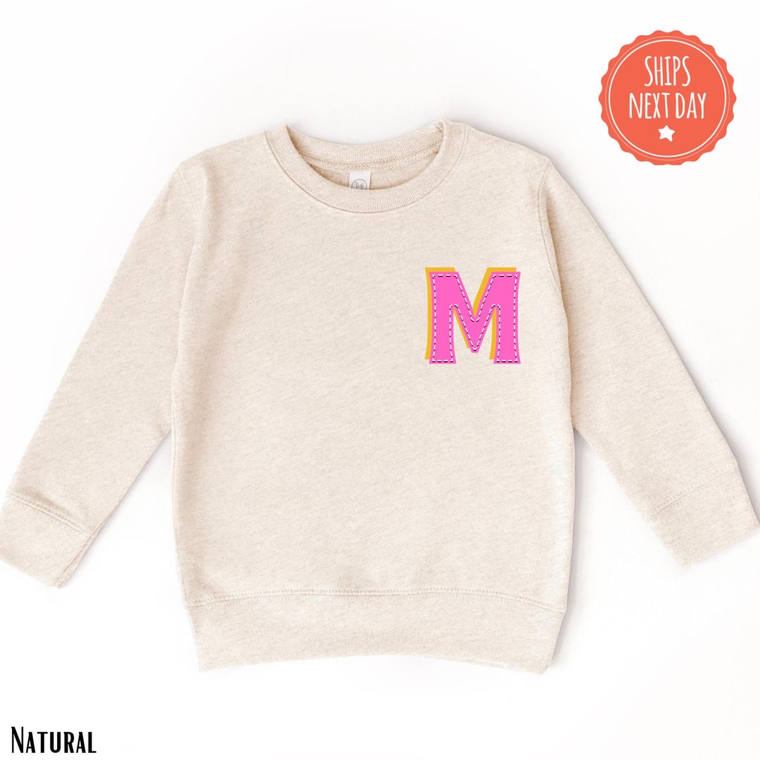 Personalized Kids Initial Sweatshirt - Youth Patch Print Crewneck ...