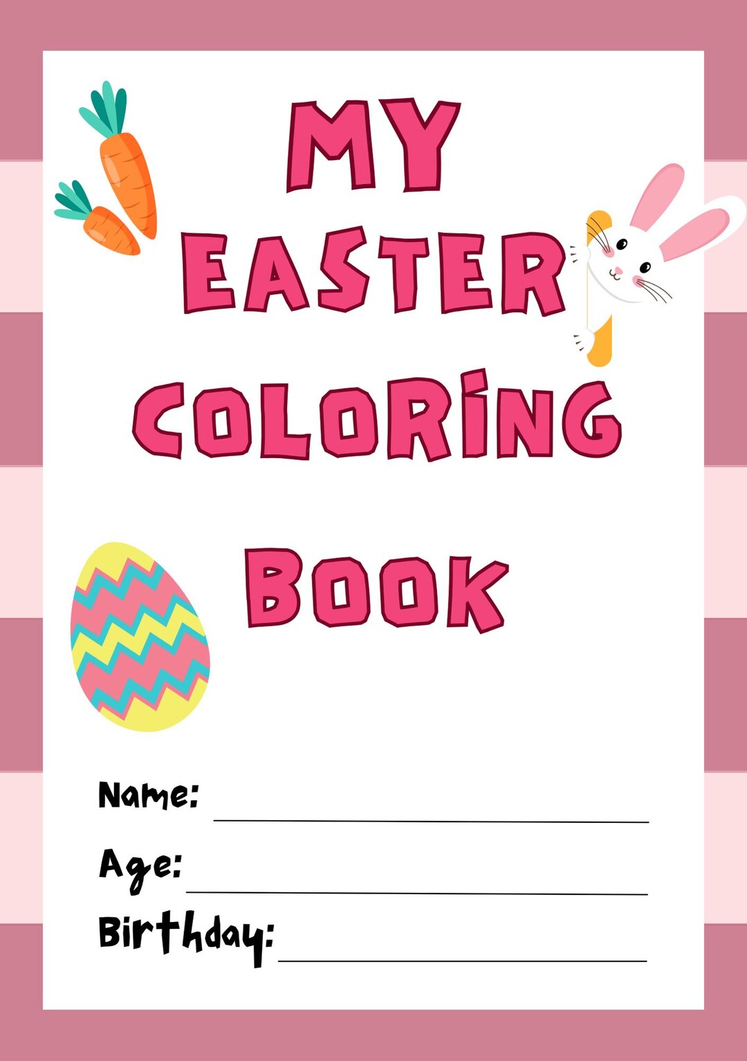Personalized Easter Coloring Book – 4 Pages Printable Pdf, Digital ...