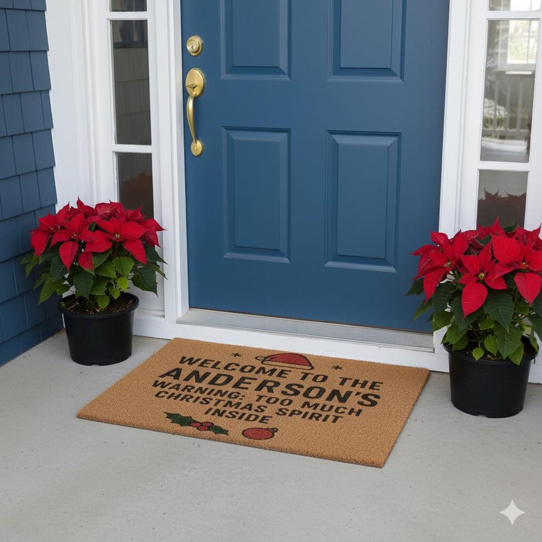 Funny Christmas Doormat, Warning Too Much Spirit, Personalized Family ...
