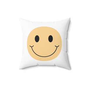 Smiley Face Square Pillow – Happy Emoji Cushion, Fun Decorative Throw ...