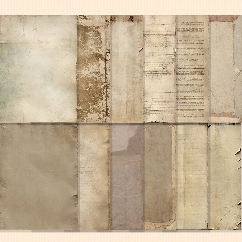 Well Loved Vintage Craft Paper Pack, 12-page Digital Craft Paper for ...