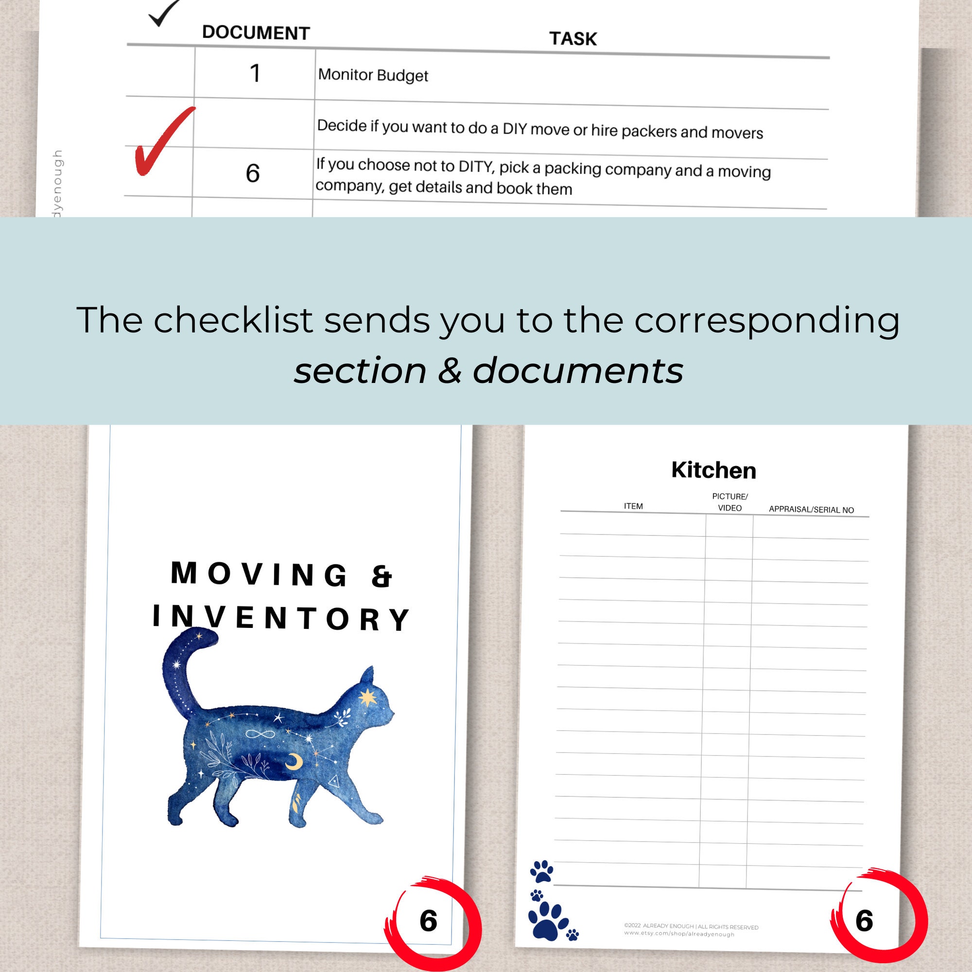 Organized Move Checklists Printable Lists for House Move - Etsy