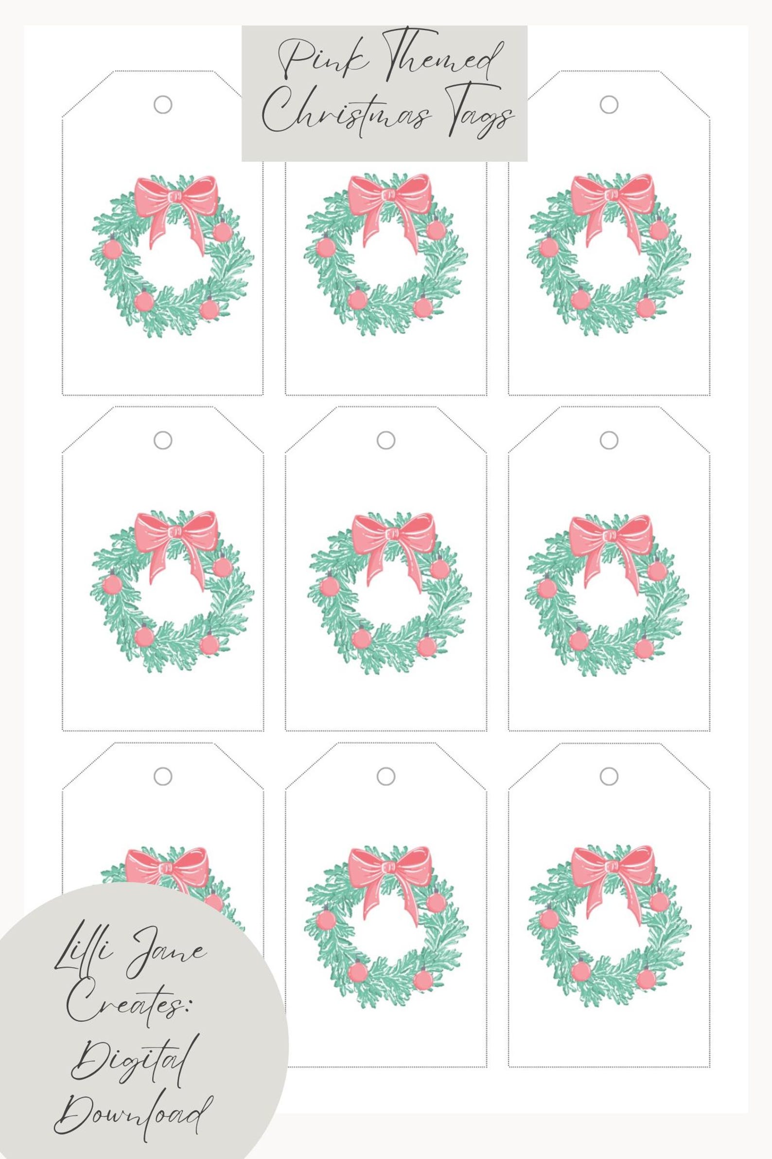 Merry Pink Christmas Gift Tag Printable, Printable Christmas Gift Tag ...