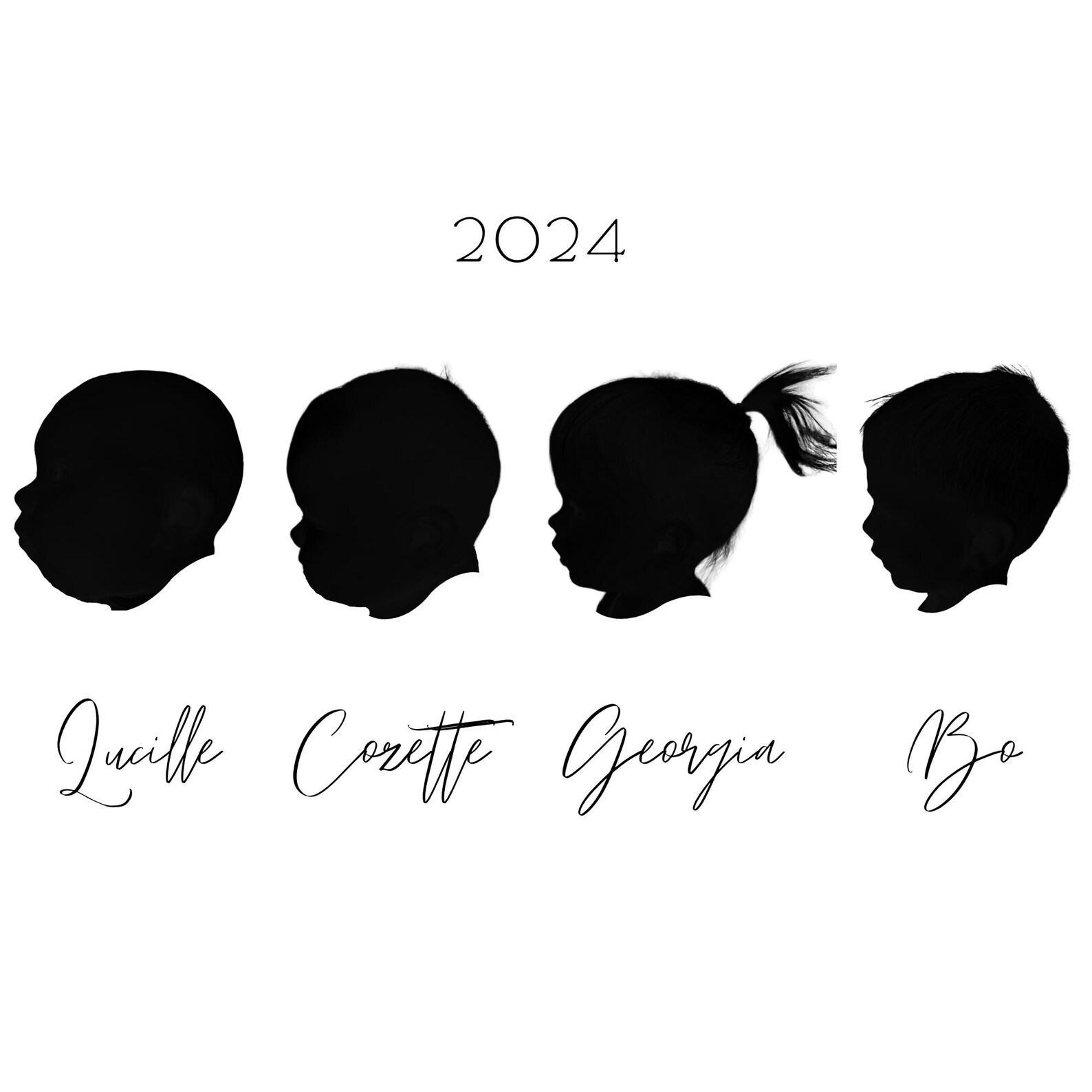 Custom Silhouette Portrait for Family Gallery Wall, Black Shadow ...