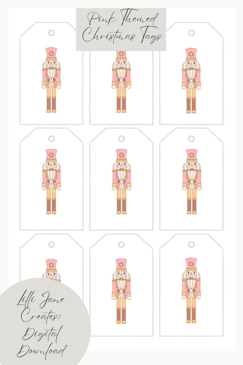 Merry Pink Christmas Gift Tag Printable, Printable Christmas Gift Tag ...