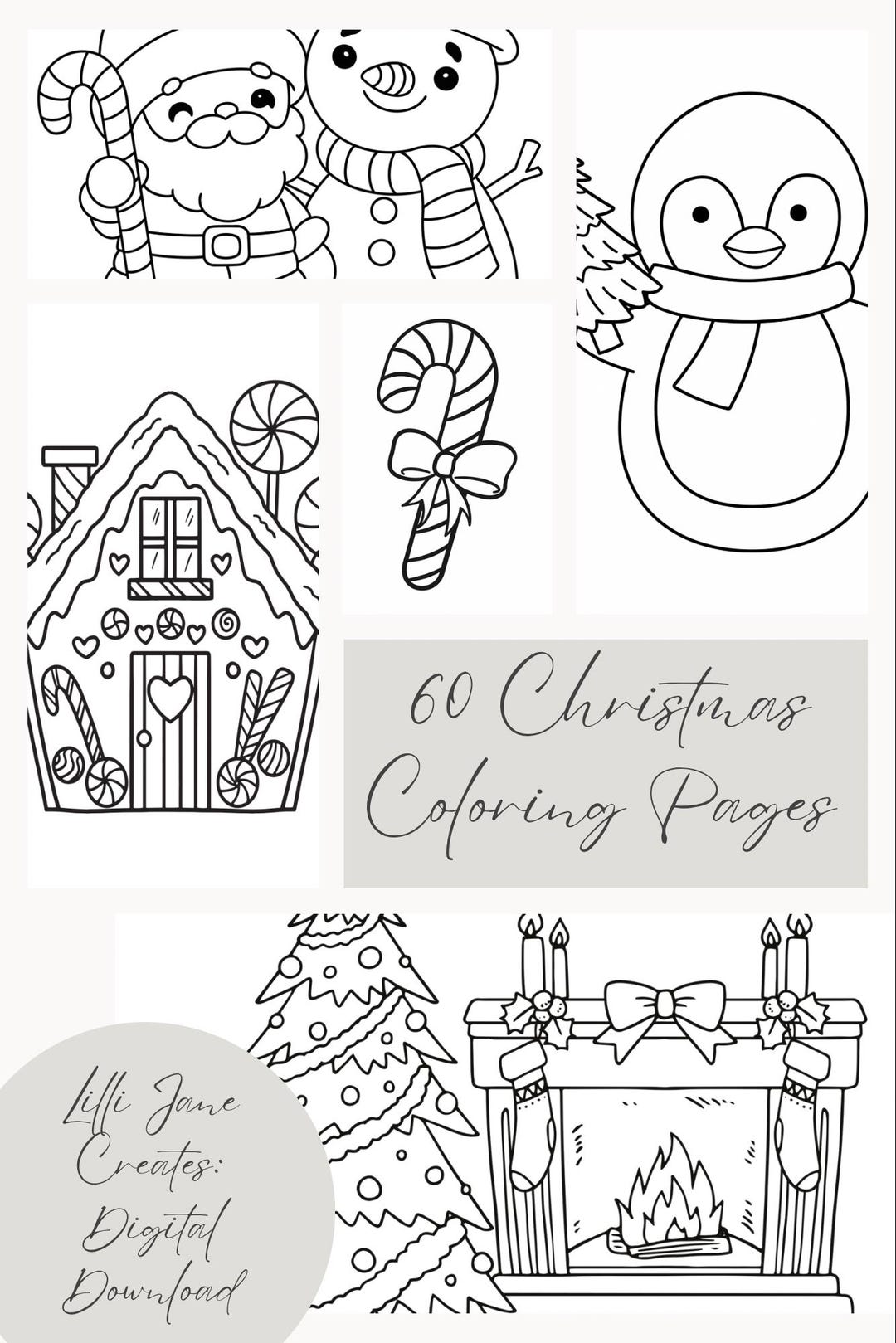 60 Christmas Coloring Pages, Adult and Kid Coloring Pages, Printable ...