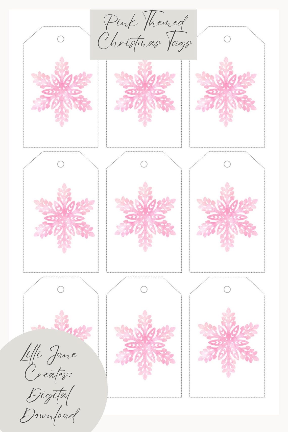 Merry Pink Christmas Gift Tag Printable, Printable Christmas Gift Tag ...