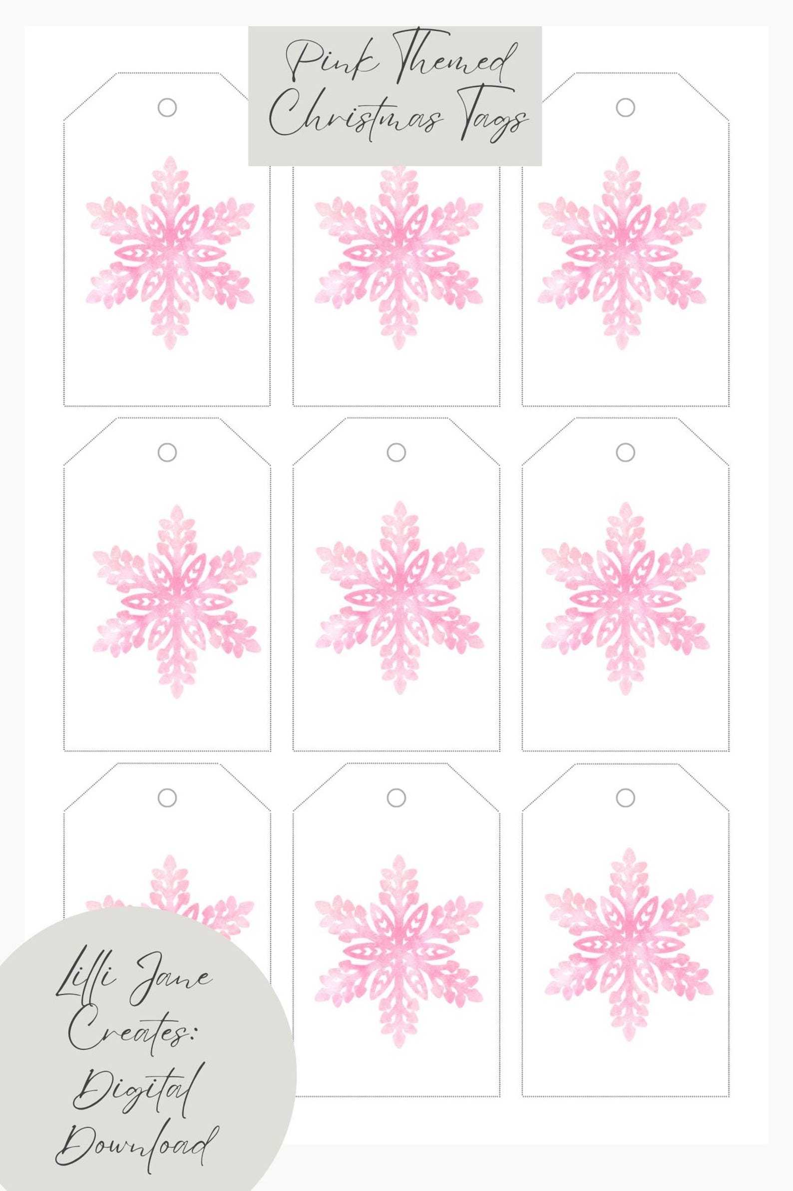 Merry Pink Christmas Gift Tag Printable, Printable Christmas Gift Tag ...