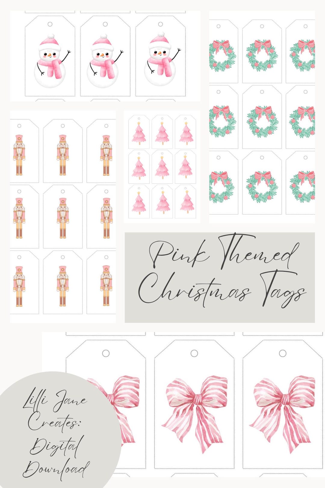 Merry Pink Christmas Gift Tag Printable, Printable Christmas Gift Tag ...