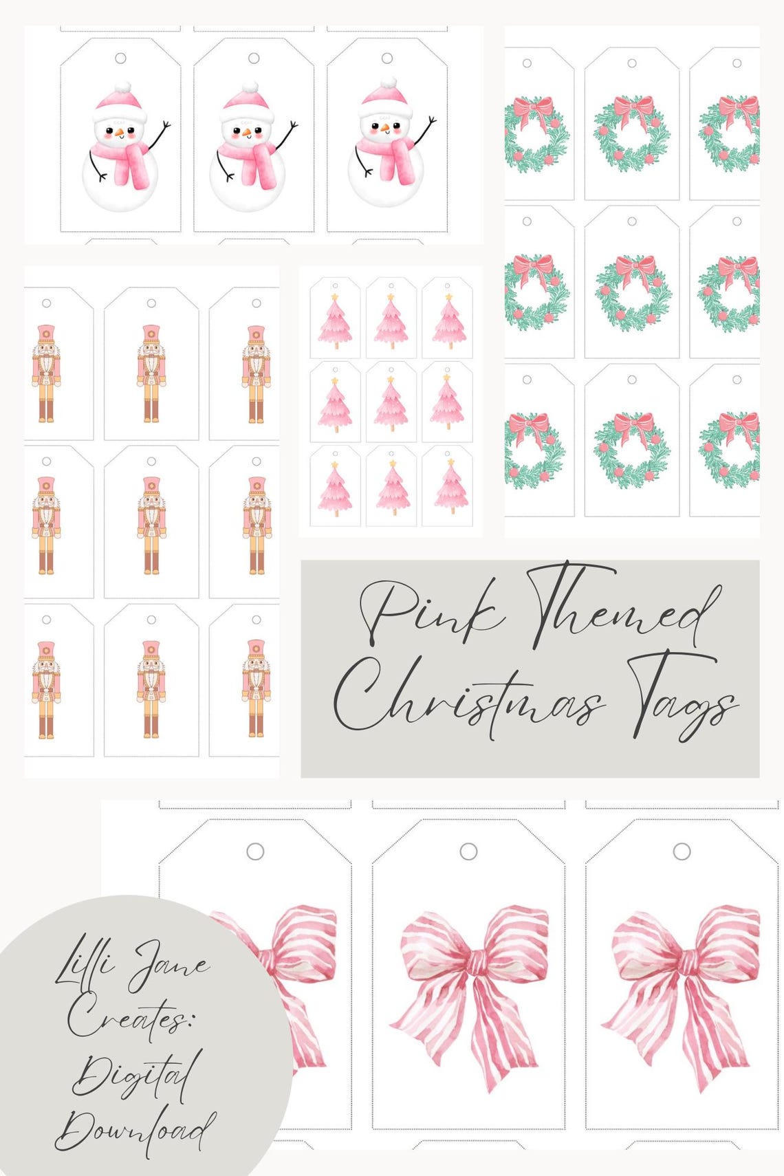 Merry Pink Christmas Gift Tag Printable, Printable Christmas Gift Tag ...