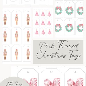Merry Pink Christmas Gift Tag Printable, Printable Christmas Gift Tag ...