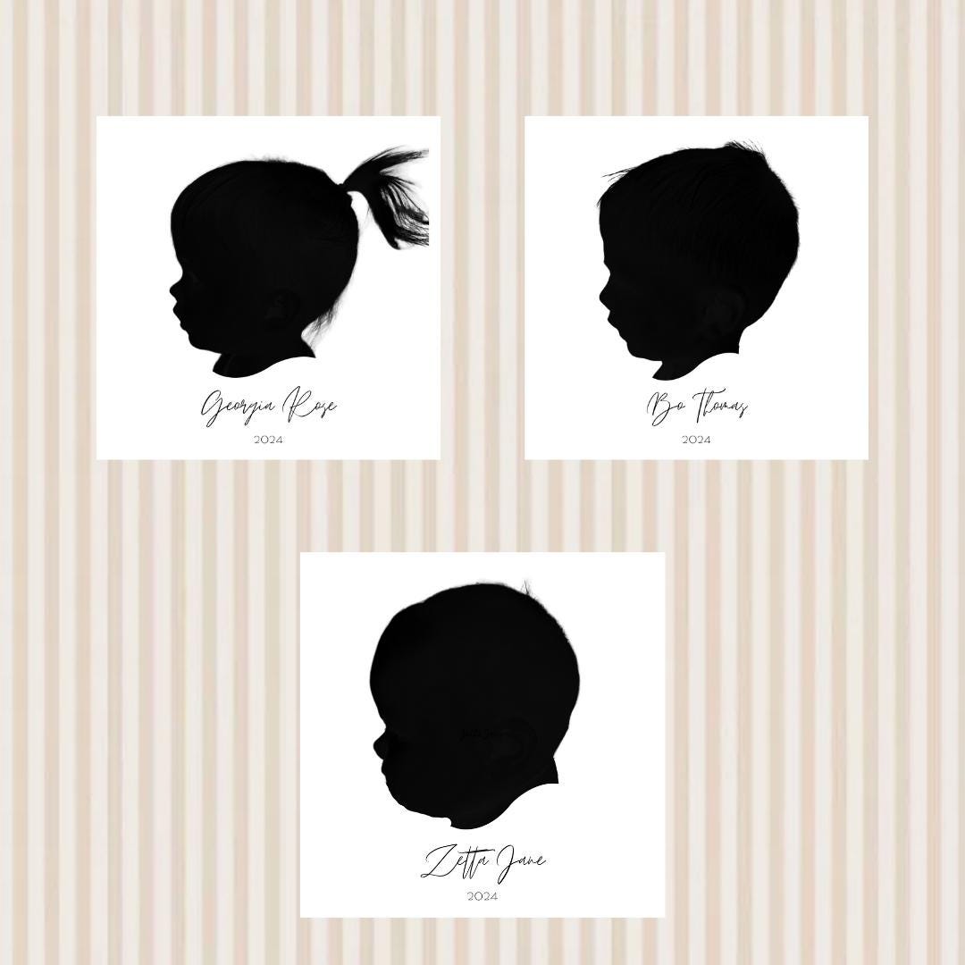 Custom Silhouette Portrait for Family Gallery Wall, Black Shadow ...