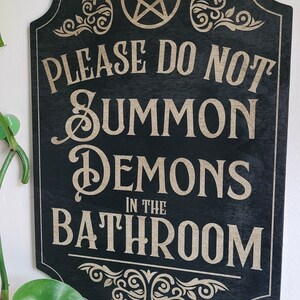 Please Do Not Summon Demons in the Bathroom Hanging Sign - Etsy UK