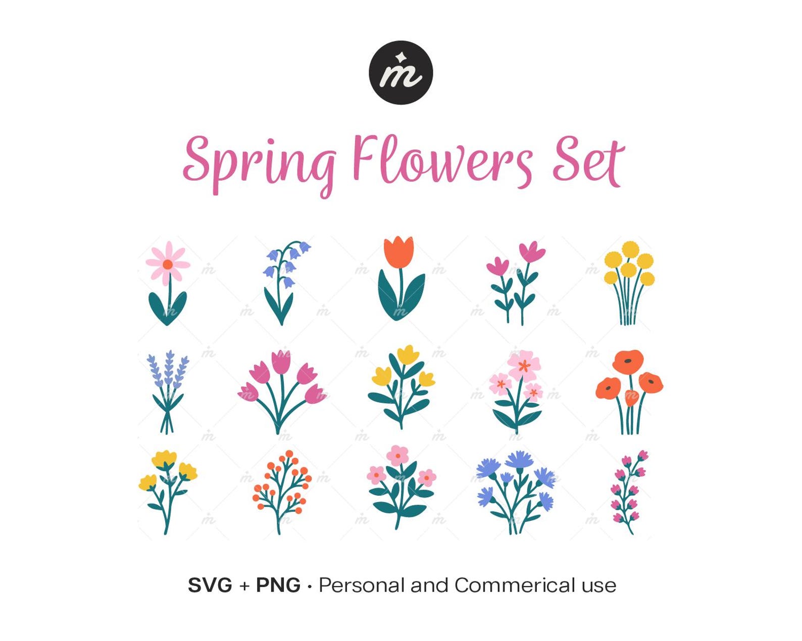 Spring Flowers Clipart Set | Floral Design Elements | SVG and PNG - Etsy