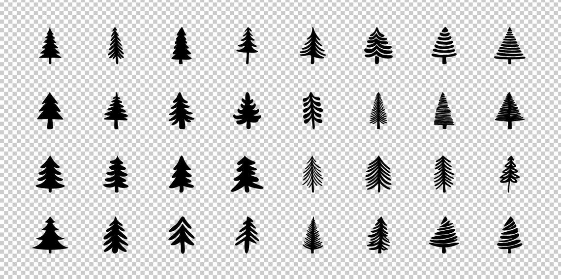 32 Winter Pine Trees Vector Bundle SVG EPS PNG Christmas Assets Instant ...