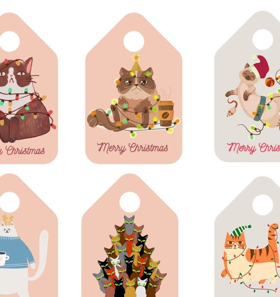 CHRISTMAS GIFT TAGS - Printable, Cats, Funny - Etsy