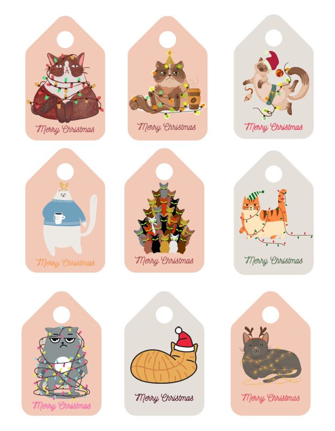 CHRISTMAS GIFT TAGS - Printable, Cats, Funny - Etsy