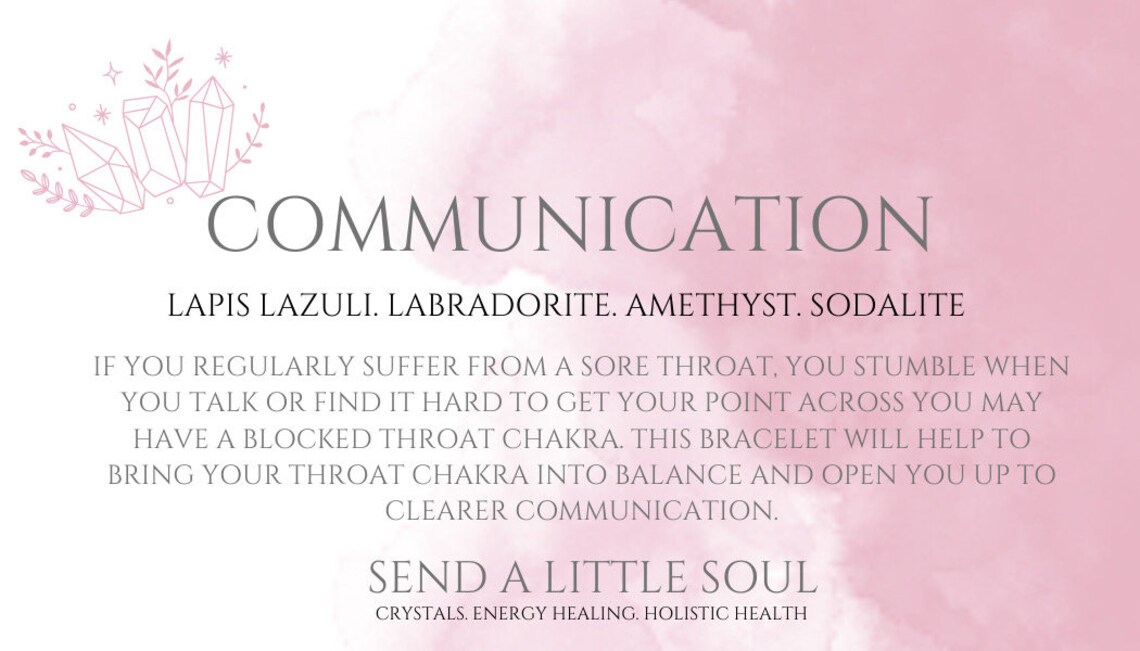 COMMUNICATION, Crystal Healing, Crystal Bracelet, Gifts for Her ...