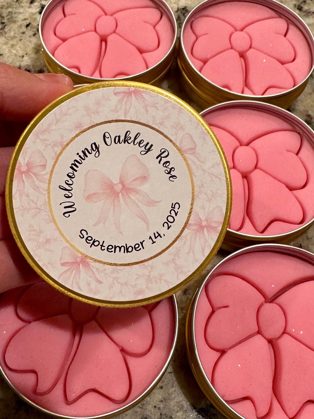 Personalized Play Dough Baby Shower Favors: Pink Bow, Handmade - Etsy