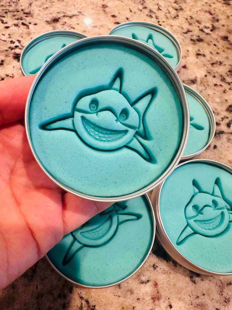 Shark Play Dough Favors: Ocean Theme Party, Personalized Sticker - Etsy