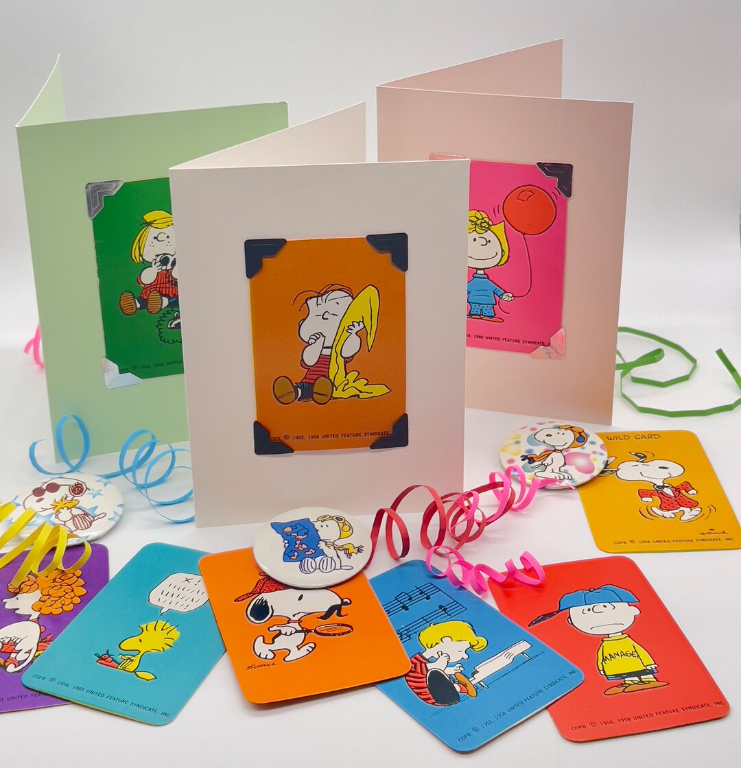 Snoopy Peanuts Charlie Brown Vintage Playing Cards Greetings Cards Lucy ...