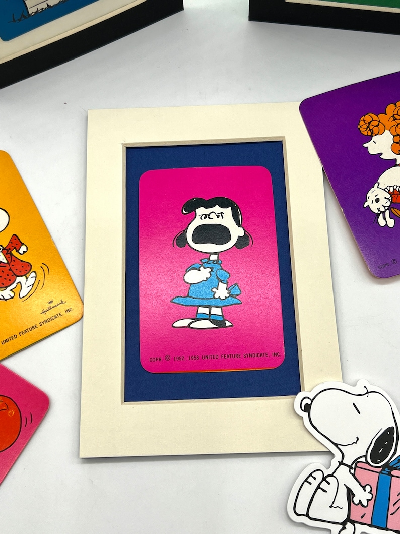Snoopy Peanuts Hand-made Blank Greetings Card Vintage Playing Card Charlie Lucy Sally Peppermint ...