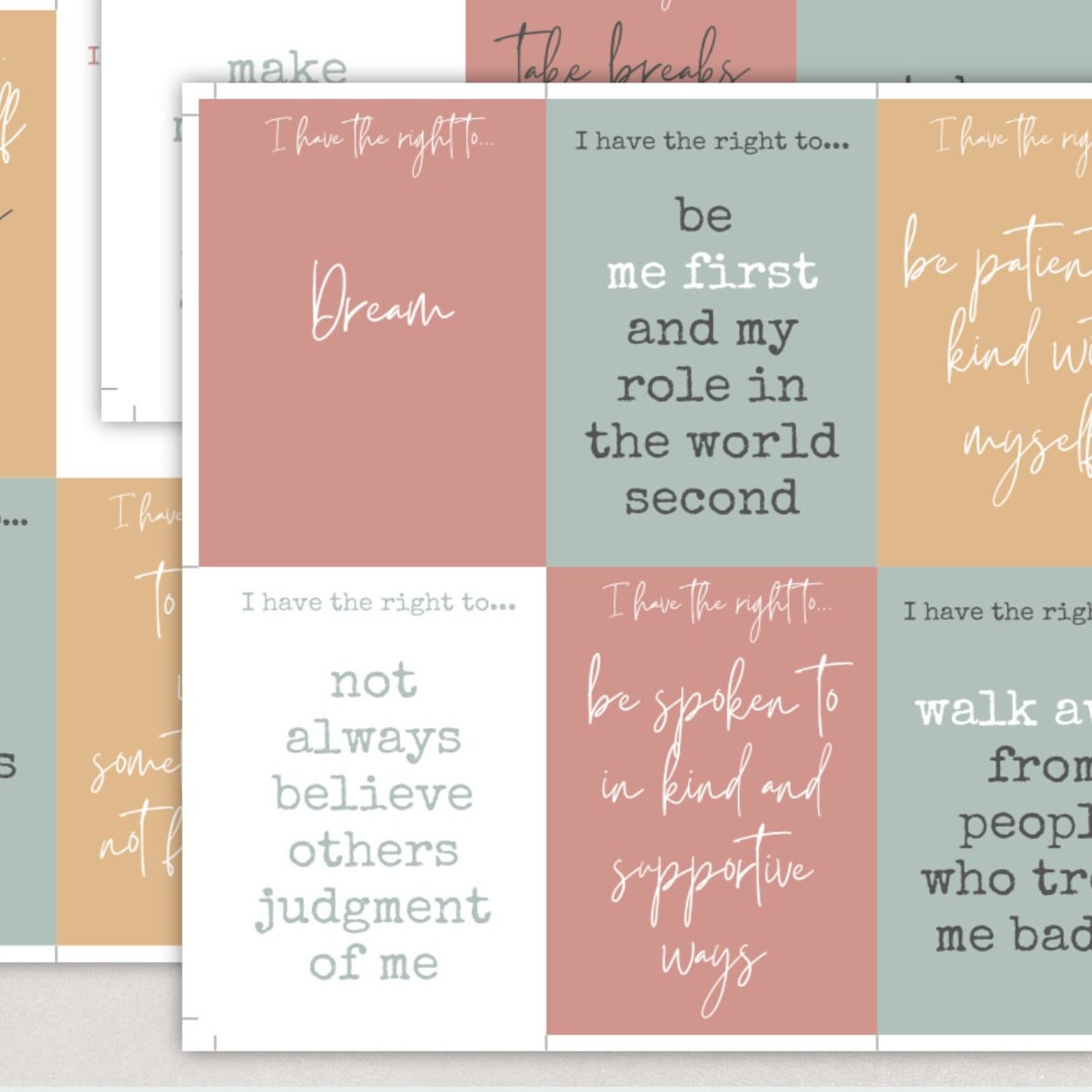 Affirmation Cards for Setting Boundaries and Self Compassion Printable ...