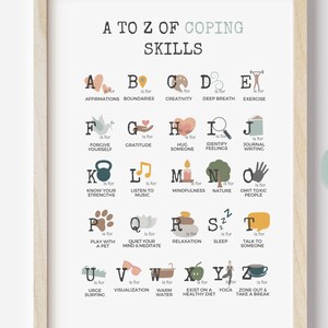 A to Z Coping Skills Printable Wall Art, Instant Download, Positive ...
