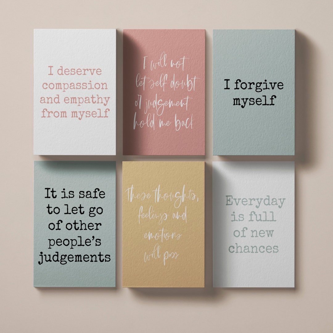 Printable Affirmation Cards, Self Love Flash Cards, Self Compassion CBT ...
