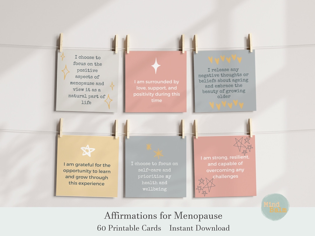 Menopause Affirmation Cards Perimenopause 60 Printable Affirmation ...