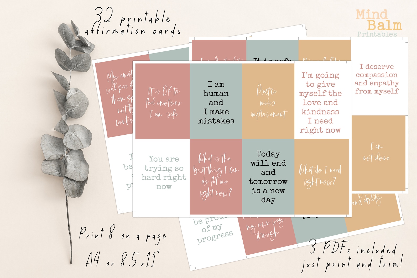 Self Compassion Affirmation Cards: CBT Pocket Card Deck (digital ...