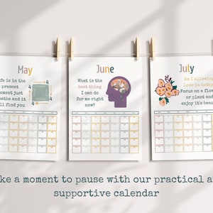 Mindfulness Calendar With Breathing Techniques Compassionate Quotes and ...