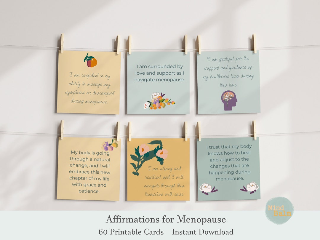 Menopause Affirmation Cards for Perimenopause Floral 60 - Etsy