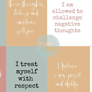 Printable Affirmation Cards, Self Love Flash Cards, Self Compassion CBT ...