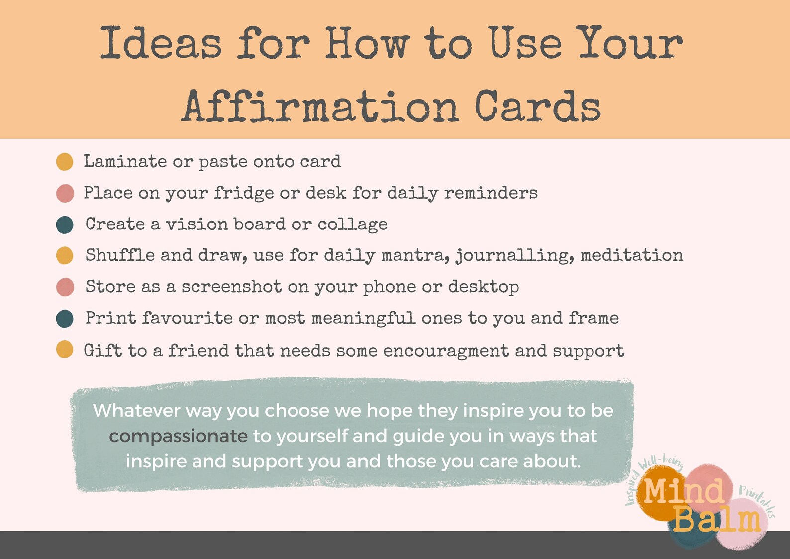 Affirmation Cards for Setting Boundaries and Self Compassion Printable ...