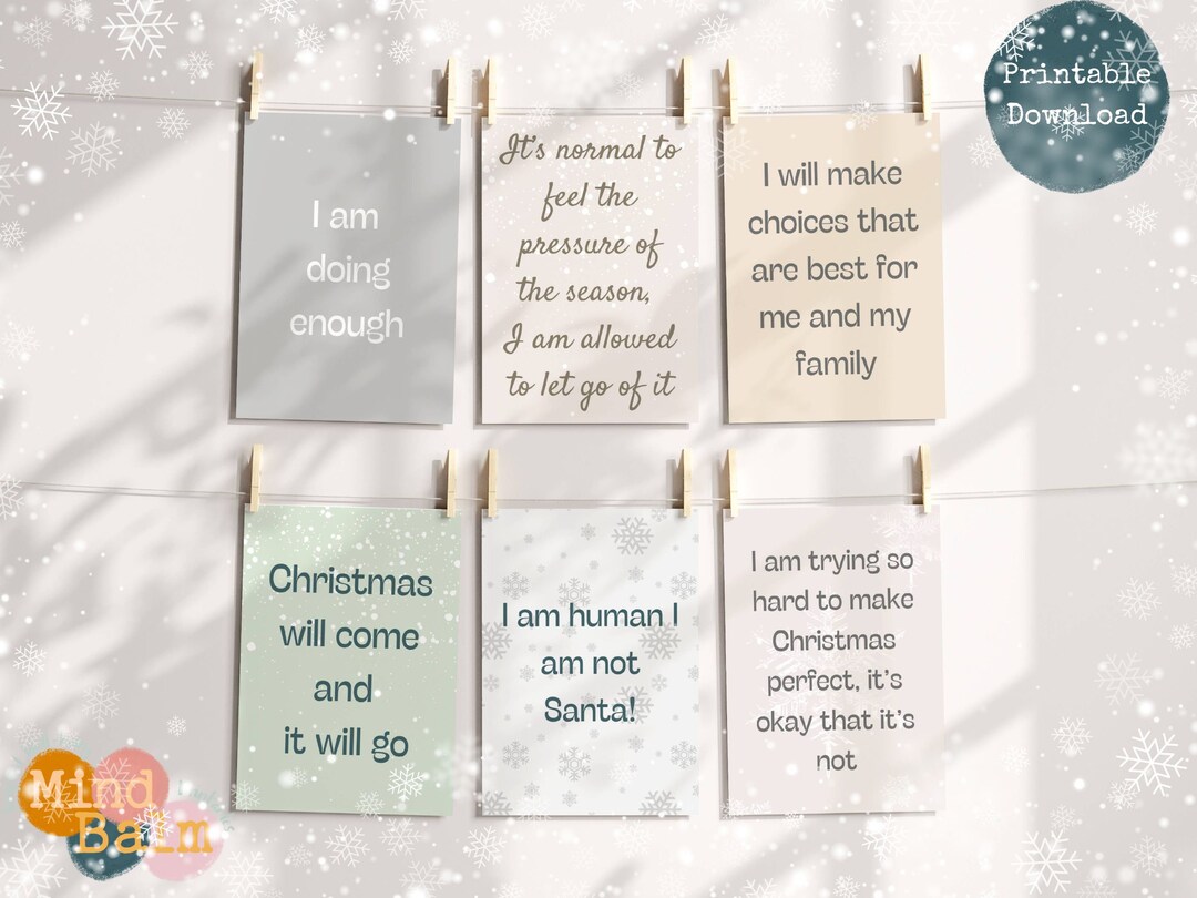Christmas Time Self Compassion Affirmation Cards, Self Love Flash Cards ...
