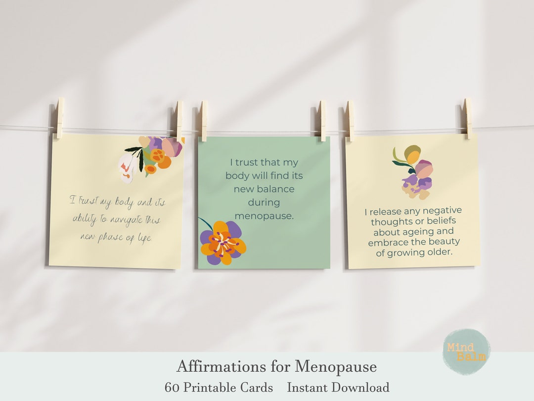 Menopause Affirmation Cards: 60 Floral Self-compassion Cards (digital ...