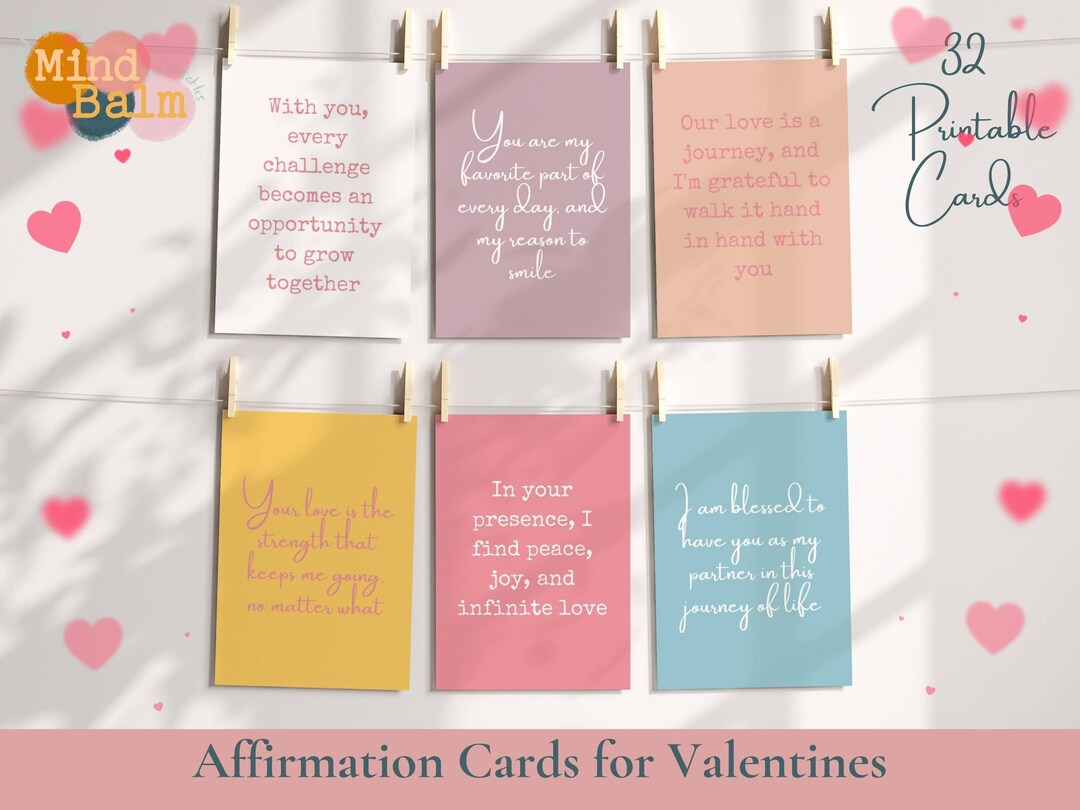 Valentine Affirmation Cards Digital Download Printable Gift for Partner ...