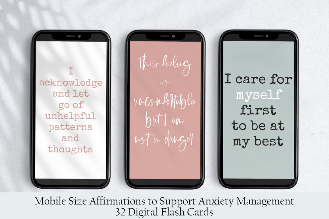 Anxiety Affirmation Cards Digital Positive Statement Flash Cards ...