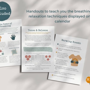 Mindfulness Calendar With Breathing Techniques Compassionate Quotes and ...